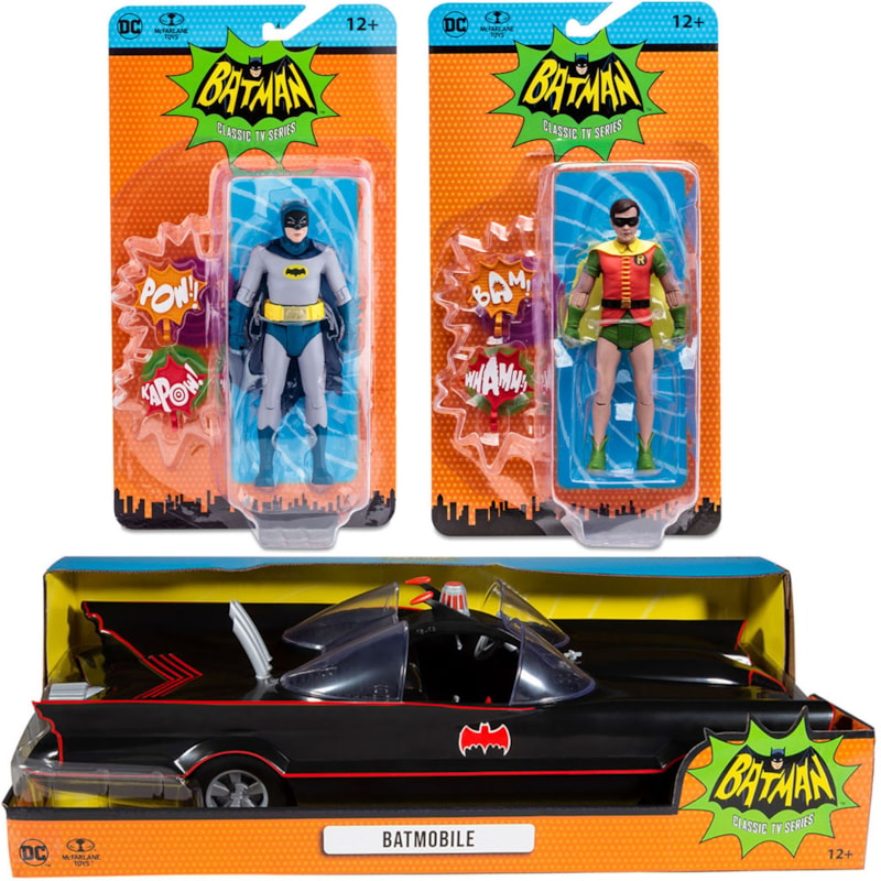 Conjunto Batman Robin Batmobile Batmóvel DC Retro Figures Batman Série ...